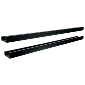 Kiera Grace Set of Two Edge Simple & Classic Decorative Engineered Wood Floating Wall-Mounted Picture Frame Shelves for Home, Room, & Office, 44" L x 4" W x 2" H, Black, Set of 2