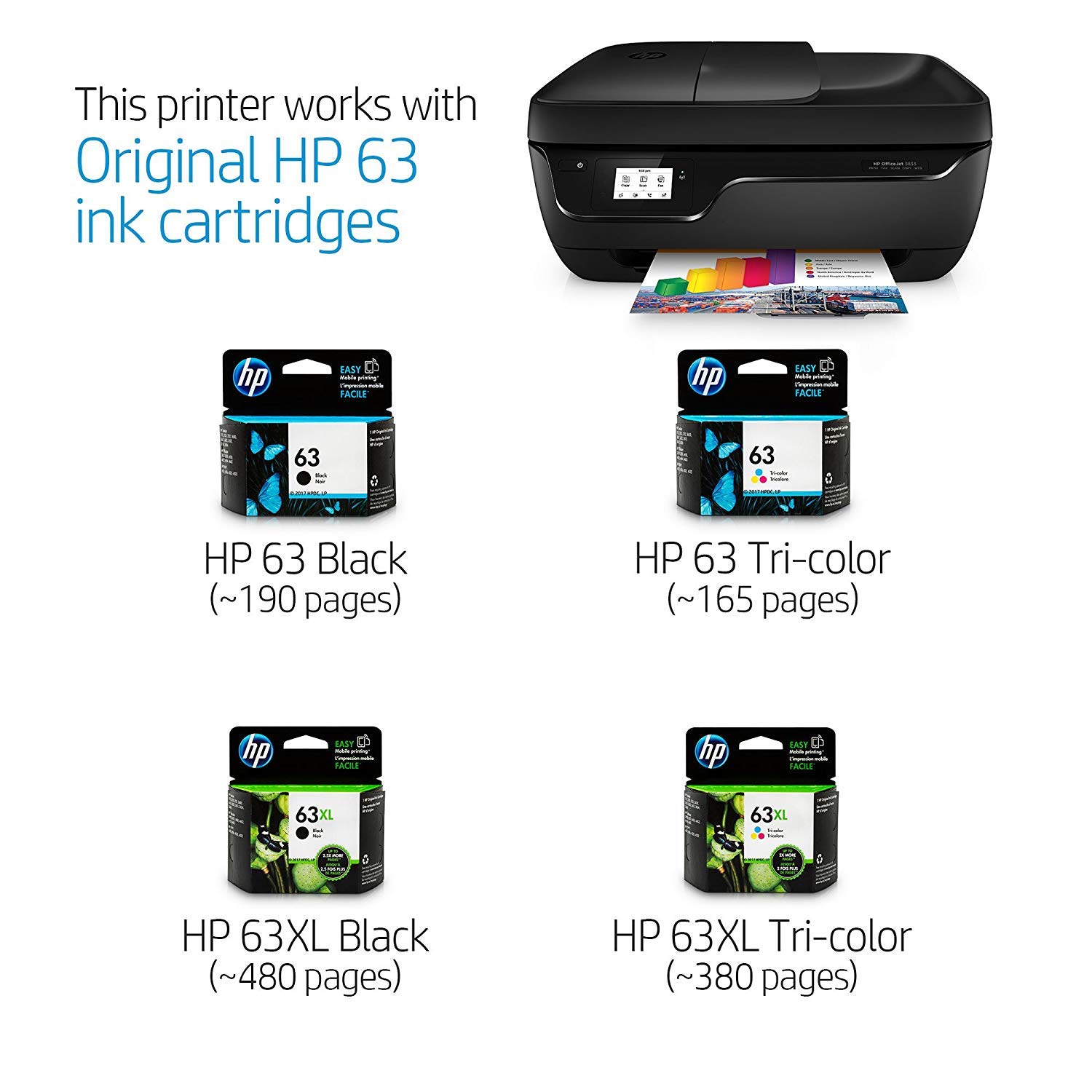 HP OfficeJet 3833 All-in-One Printer, HP Instant Ink, Works with Alexa (K7V37A)