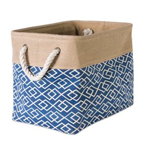 dii jute storage collection collapsible burlap diamond storage bin, small rectangle, 14x8x9", navy