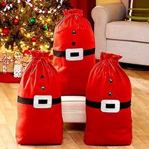 Set of 3 Large Fabric Santa Sacks