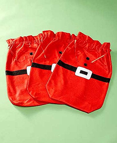 Set of 3 Large Fabric Santa Sacks