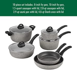 BALLARINI Parma by HENCKELS 10-pc Nonstick Pot and Pan Set, Made in Italy, Set includes fry pans, saucepans, sauté pan and Dutch oven with lid