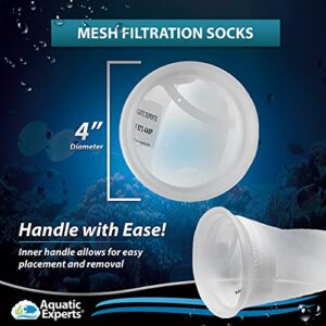 Aquarium Mesh Filter Socks - 4 Inch Ring, 200 Micron, Custom Made, Made in The USA (4" x 8" - 2 Pack)