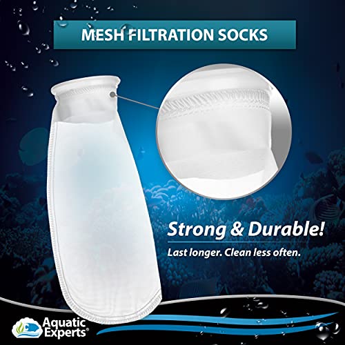 Aquarium Mesh Filter Socks - 4 Inch Ring, 200 Micron, Custom Made, Made in The USA (4" x 8" - 2 Pack)