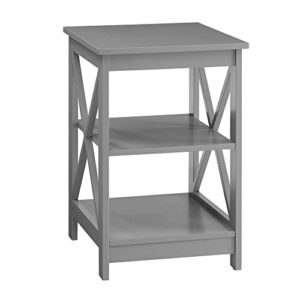 convenience concepts oxford end table with shelves, gray