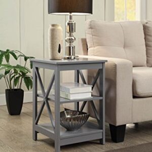 Convenience Concepts Oxford End Table with Shelves, Gray