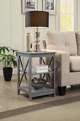 Convenience Concepts Oxford End Table with Shelves, Gray