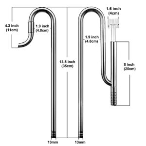 JARDLI Metal Lily Pipe Surface Skimmer Steel Stainless Inflow Outflow for Aquarium Planted Tank (13mm for 12/16mm (1/2'') Tube)