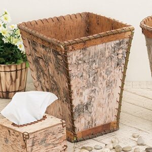 black forest décor birch bark square waste basket