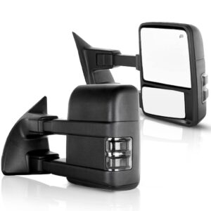 eccpp tow mirrors fit for 1999-2002 for ford for f250 for f350 for f450 for f550 super duty towing mirrors with power heated manual-folding - texture black pair mirrors driver side and passenger side