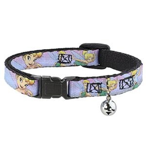 buckle-down breakaway cat collar - tinker bell poses purple/pink fade - 1/2" wide - fits 8-12" neck - medium