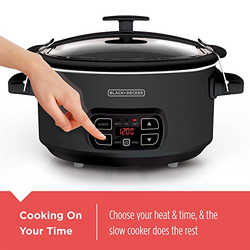 BLACK+DECKER 7-Quart Digital Slow Cooker with Chalkboard Surface, Slate, SCD4007