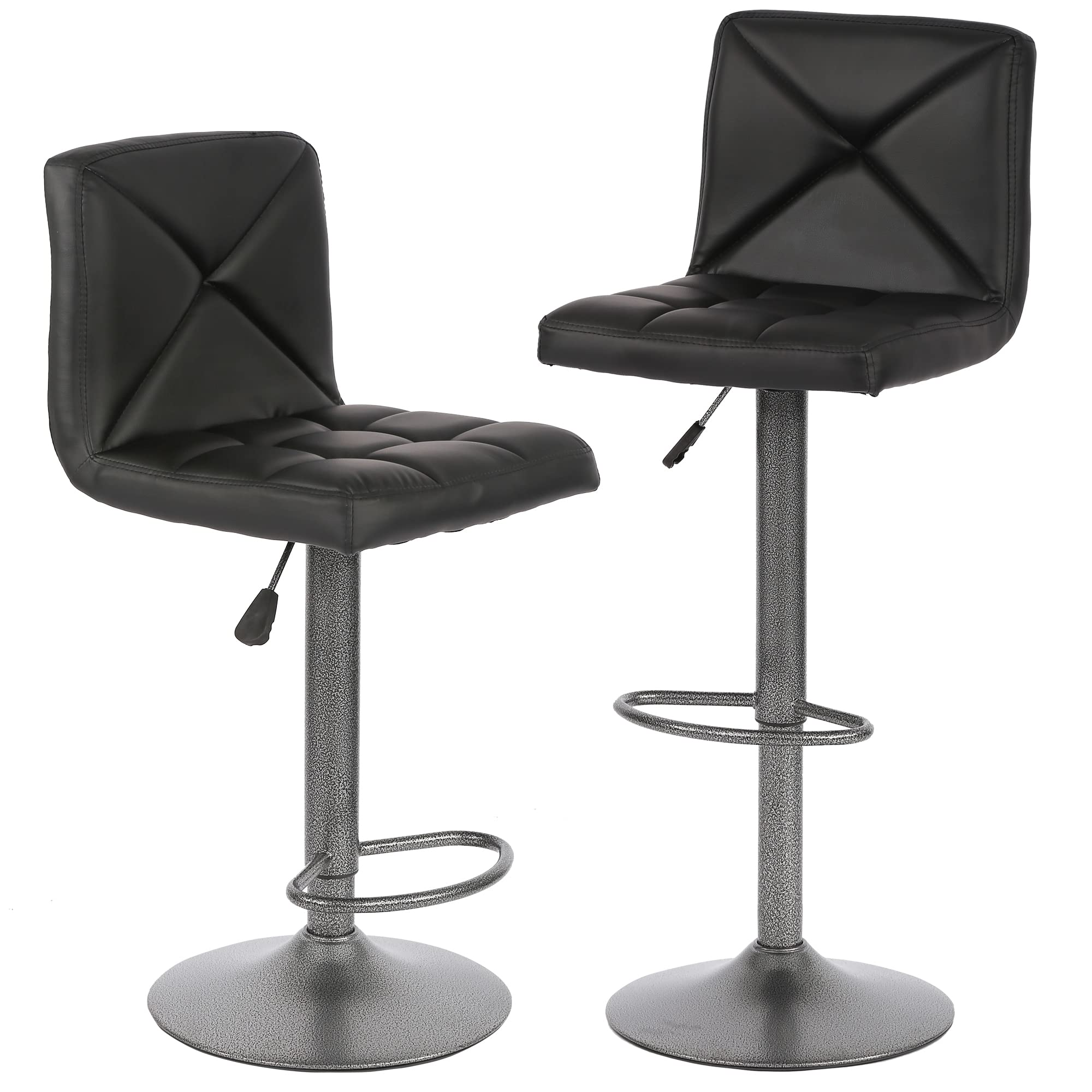 BestOffice Bar Stools Set of 2 Counter Height Swivel Stool PU Leather Modern Height Adjustable Swivel Barstools Hydraulic Chair Bar Stools