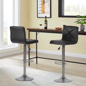 BestOffice Bar Stools Set of 2 Counter Height Swivel Stool PU Leather Modern Height Adjustable Swivel Barstools Hydraulic Chair Bar Stools