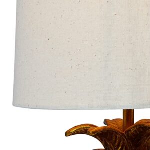 Creative Co-Op Resin Pineapple Table Lamp with Linen Shade, Distressed Gold