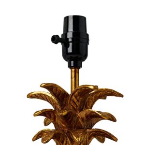 Creative Co-Op Resin Pineapple Table Lamp with Linen Shade, Distressed Gold