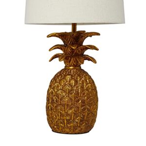 Creative Co-Op Resin Pineapple Table Lamp with Linen Shade, Distressed Gold