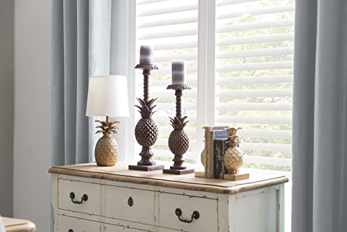 Creative Co-Op Resin Pineapple Table Lamp with Linen Shade, Distressed Gold