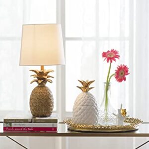 Creative Co-Op Resin Pineapple Table Lamp with Linen Shade, Distressed Gold