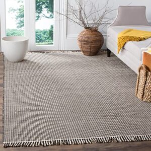 safavieh montauk collection area rug - 6' x 9', ivory & black, handmade flat weave boho farmhouse cotton tassel fringe, ideal for high traffic areas in living room, bedroom (mtk340d)