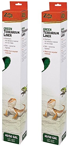 (2 Pack) Zilla Reptile Terrarium Bedding Substrate Liner, Green, 40 Breeder/50Gallon