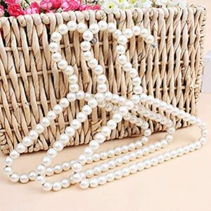 buueerr 3 pack white pearl beads metal elegant clothes hangers for kids children pet dog (3 pack white)