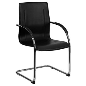 Flash Furniture Siena 4 Pack Black Vinyl Side Reception Chair with Chrome Sled Base