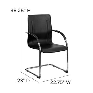 Flash Furniture Siena 4 Pack Black Vinyl Side Reception Chair with Chrome Sled Base