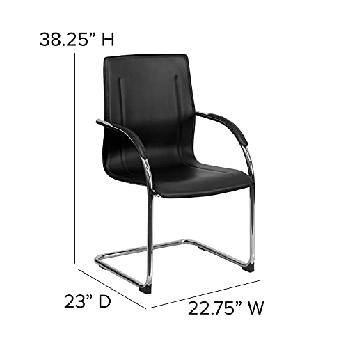 Flash Furniture Siena 4 Pack Black Vinyl Side Reception Chair with Chrome Sled Base