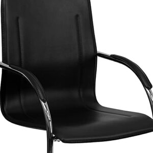 Flash Furniture Siena 4 Pack Black Vinyl Side Reception Chair with Chrome Sled Base