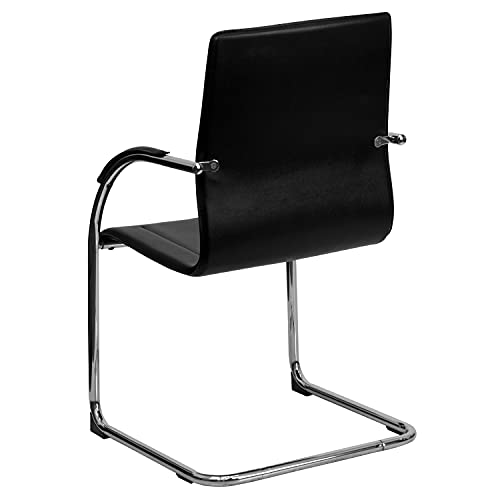 Flash Furniture Siena 4 Pack Black Vinyl Side Reception Chair with Chrome Sled Base