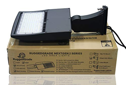 RuggedGrade 150 Watt LED NextGen III Parking Lot Light - 21,000 Lumen - 5000K - ARM Mount - Without photocell