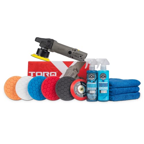 Chemical Guys BUF_209X TORQX Random Orbital Polisher, Complete Detailing Kit with Pads, Pad Cleaner & Conditioner, Towels - 12 Items