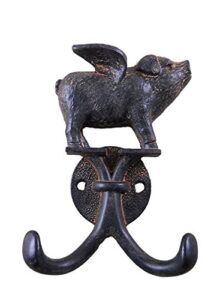 iron flying pig double hook coat rack