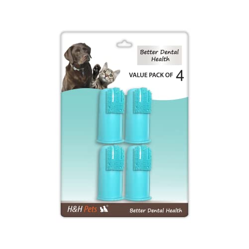 Professional Dog Finger Toothbrush by H&H Pets,Pack of 4