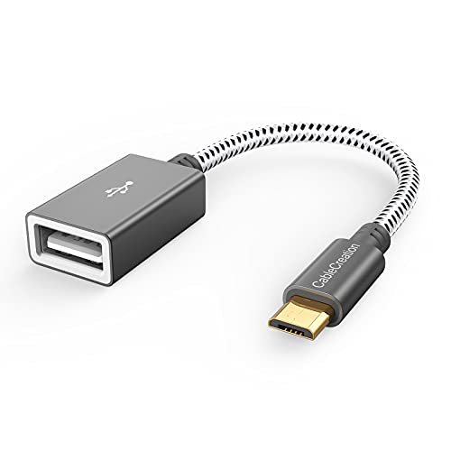 CableCreation USB to Micro USB Adapter 0.15m, USB 2.0 Male to Female for USB Micro-B Devices S7, Flash Drive, Mouse, Keyboard, Game Controller, Aluminum Space Gray