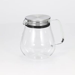 Kinto Stainless Unitea One Touch Teapot 720 Milliliter (24.35 Fl. Oz.) - Heat-resistant Glass Teapot with Stainless Steel Strainer in Lid (Japan Import)