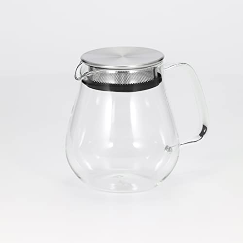 Kinto Stainless Unitea One Touch Teapot 720 Milliliter (24.35 Fl. Oz.) - Heat-resistant Glass Teapot with Stainless Steel Strainer in Lid (Japan Import)