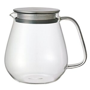 kinto stainless unitea one touch teapot 720 milliliter (24.35 fl. oz.) - heat-resistant glass teapot with stainless steel strainer in lid (japan import)