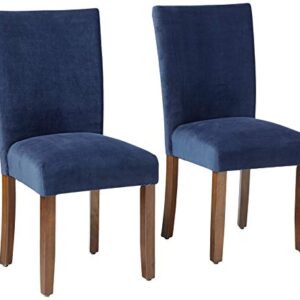 HomePop Parsons Classic Upholstered Accent Dining Chair, Set of 2, Navy Velvet