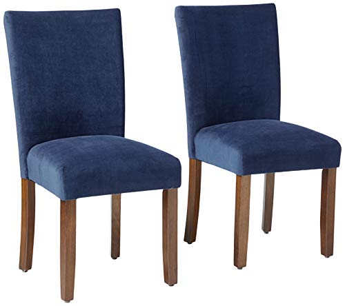 HomePop Parsons Classic Upholstered Accent Dining Chair, Set of 2, Navy Velvet