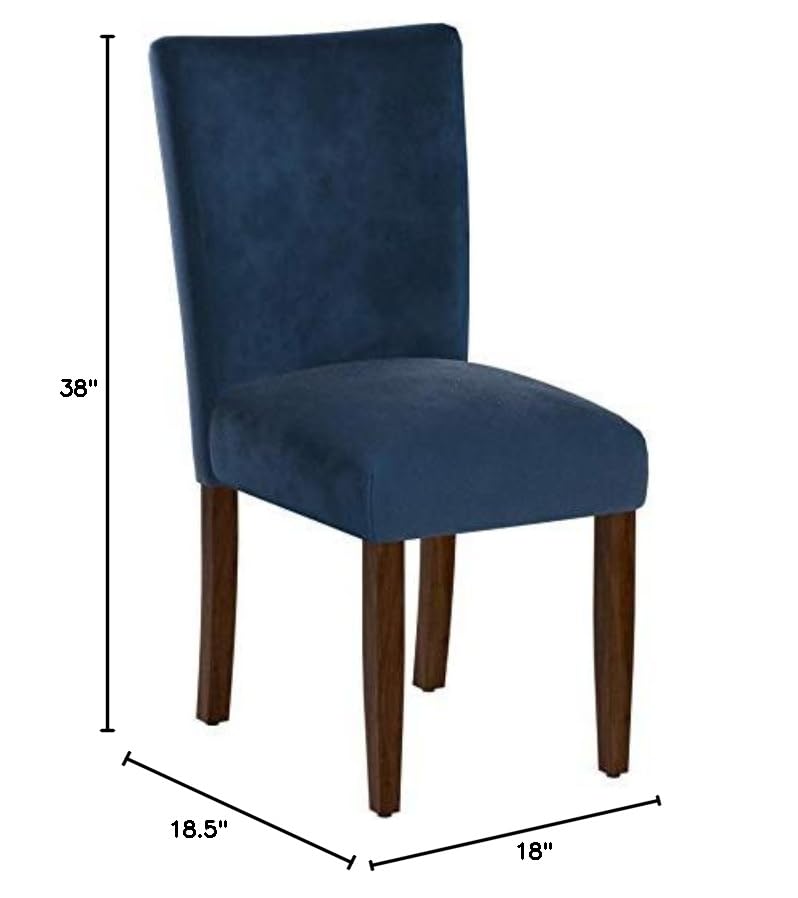 HomePop Parsons Classic Upholstered Accent Dining Chair, Set of 2, Navy Velvet