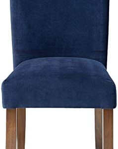 HomePop Parsons Classic Upholstered Accent Dining Chair, Set of 2, Navy Velvet