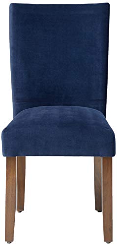 HomePop Parsons Classic Upholstered Accent Dining Chair, Set of 2, Navy Velvet