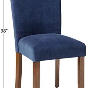 HomePop Parsons Classic Upholstered Accent Dining Chair, Set of 2, Navy Velvet