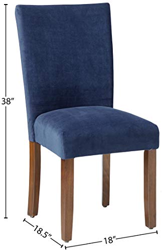 HomePop Parsons Classic Upholstered Accent Dining Chair, Set of 2, Navy Velvet