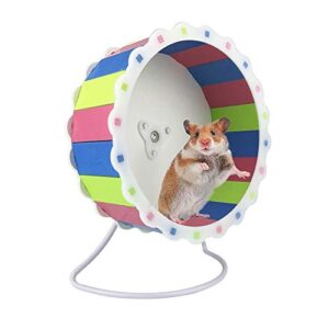 Quiet Hamster Exercise Wheel, Silent Multi-Colored Spinner, Made of Wood, Stand Included, Sunflower Design ( 7.5", Multi-Color)