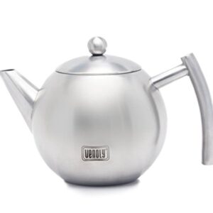 Venoly Stainless Steel Tea Pot With Removable Infuser For Loose Leaf and Tea Bags, Dishwasher Safe and Heat Resistant, 1 Liter