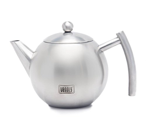 Venoly Stainless Steel Tea Pot With Removable Infuser For Loose Leaf and Tea Bags, Dishwasher Safe and Heat Resistant, 1 Liter