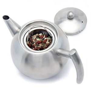 Venoly Stainless Steel Tea Pot With Removable Infuser For Loose Leaf and Tea Bags, Dishwasher Safe and Heat Resistant, 1 Liter